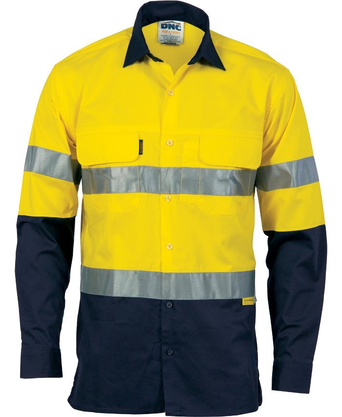 HiVis 3 Way Cool-Breeze Cotton Shirt with CSR/Tape - Long sleeve - DNC