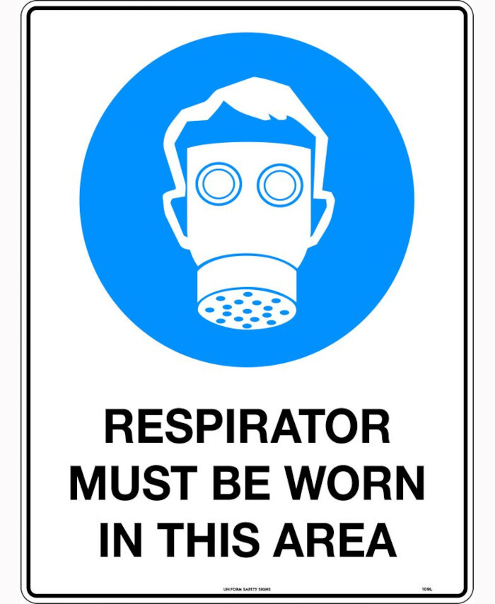 200mm Disc - Self Adhesive - Respirator Pictogram - Uniform Safety Signs