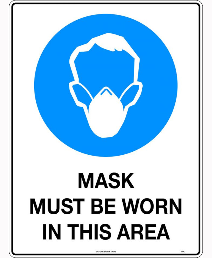 200mm Disc - Self Adhesive - Mask Pictogram - Uniform Safety Signs