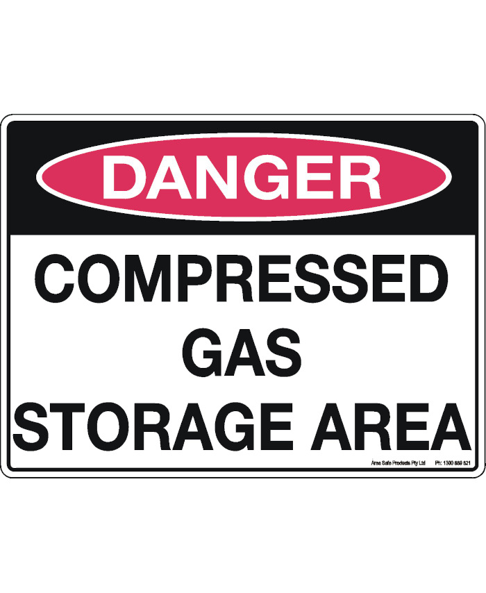 600x400mm - Poly - Danger Compressed Gas Storage Area - Uniform Safety ...