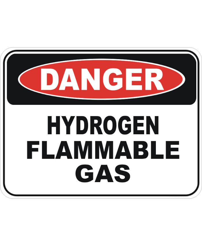 600x400mm - Metal - Danger Hydrogen Flammable Gas - Uniform Safety Signs