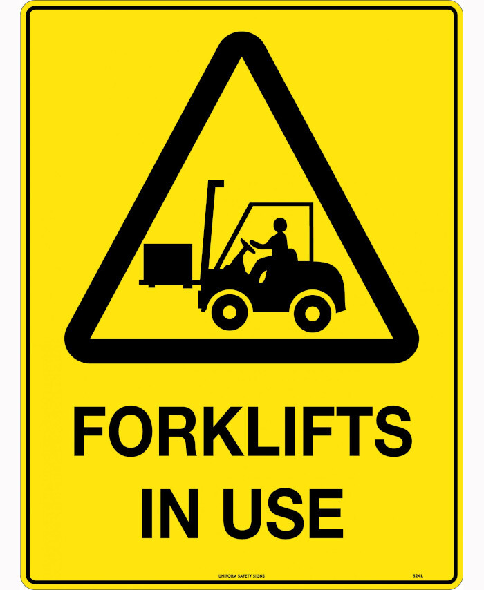 600x400mm - Metal - Caution Forklifts in Use - Uniform Safety Signs