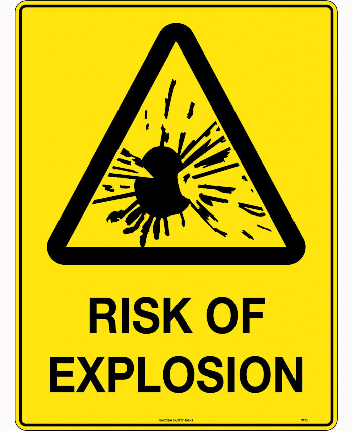 600x400mm - Metal - Caution Risk of Explosion - Uniform Safety Signs