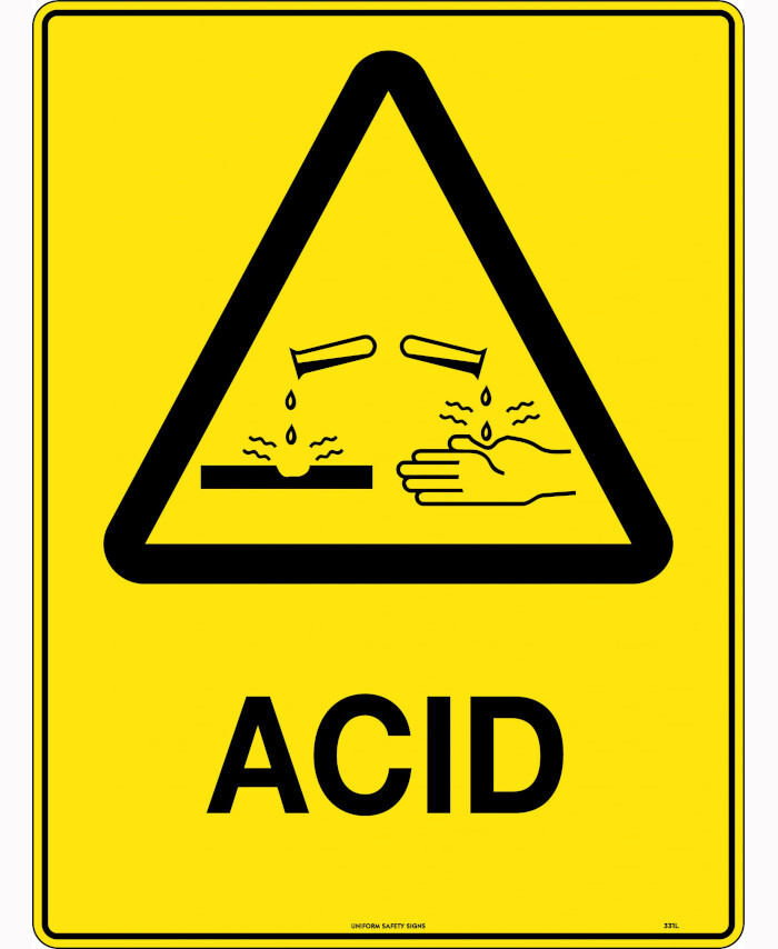 600x400mm - Poly - Caution Acid - Uniform Safety Signs