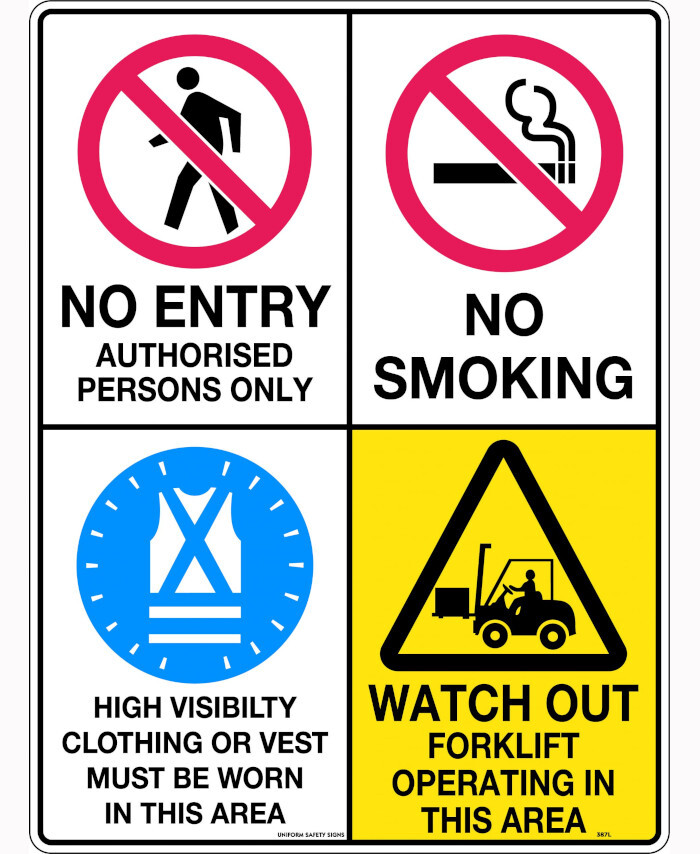 600x400mm - Corflute - Multi Sign - No Entry / No Smoking / Hi ...