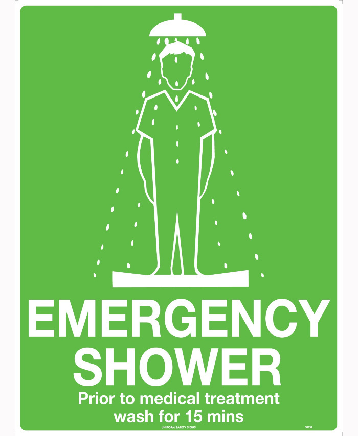 300x225mm - Self Adhesive - Emergency Shower - Uniform Safety Signs