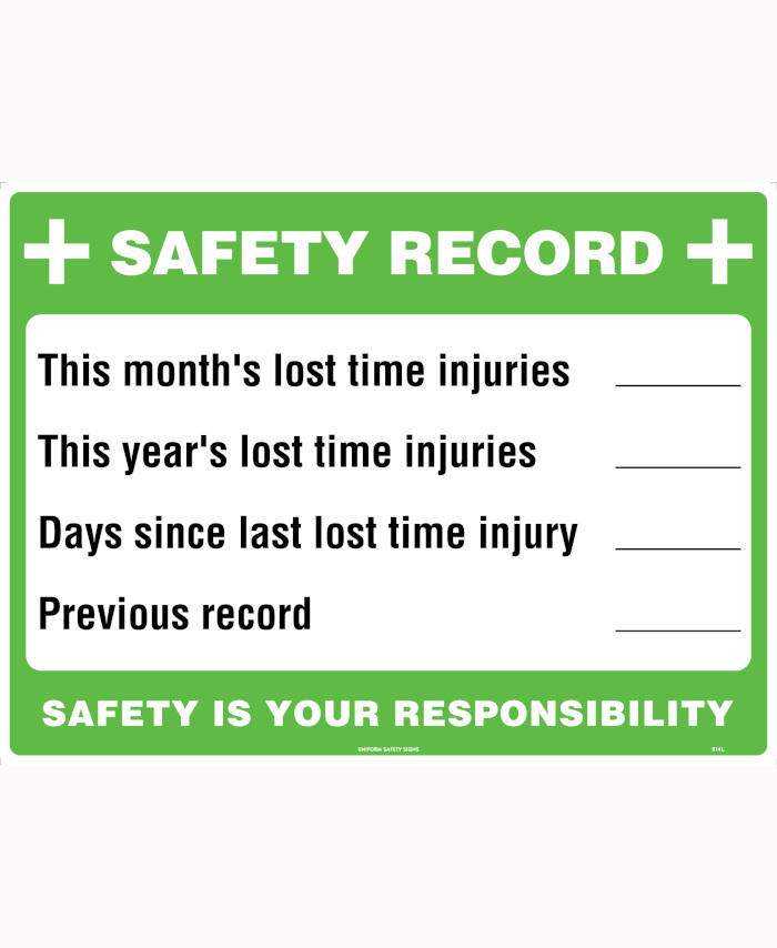 900x600mm - Metal - Safety Record Board - Uniform Safety Signs