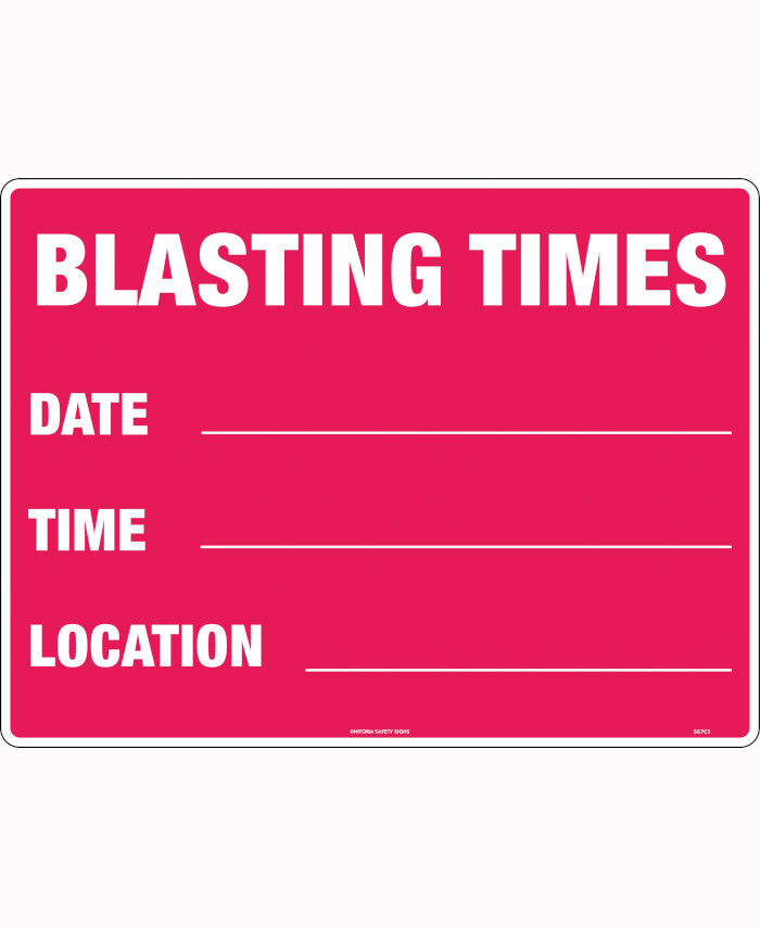 600x400mm - Metal, Class 2 Reflective - Blasting Times Date Time ...
