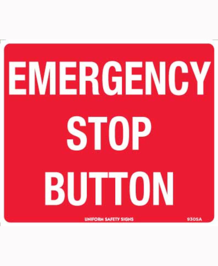 240x180mm - Self Adhesive - Emergency Stop Button - Uniform Safety Signs