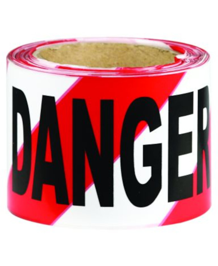 75mm x 500mtr - Barrier Tape - Red/White - Danger - Uniform Safety Signs