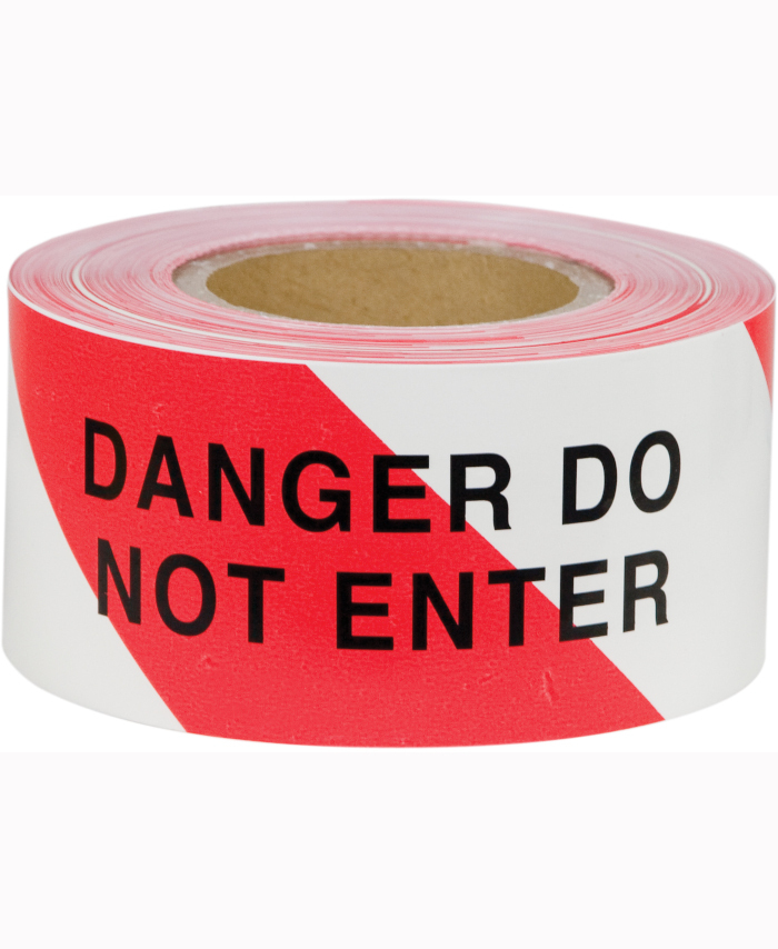 75mm x 100mtr - Barrier Tape - Red/White - Danger Do Not Enter - Uniform Safety Signs