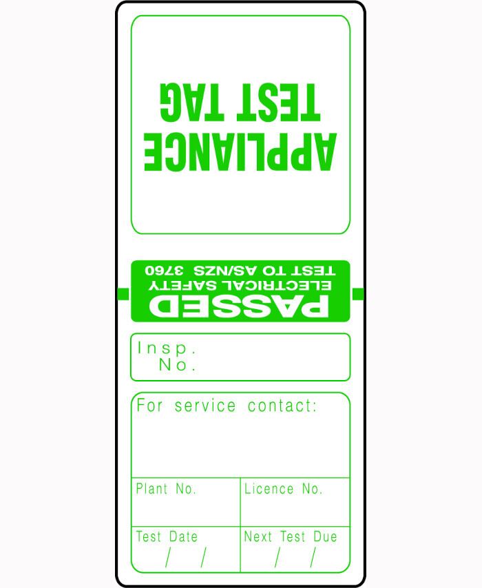 Green Electrical Test Tags (Pkt 100) - Uniform Safety Signs
