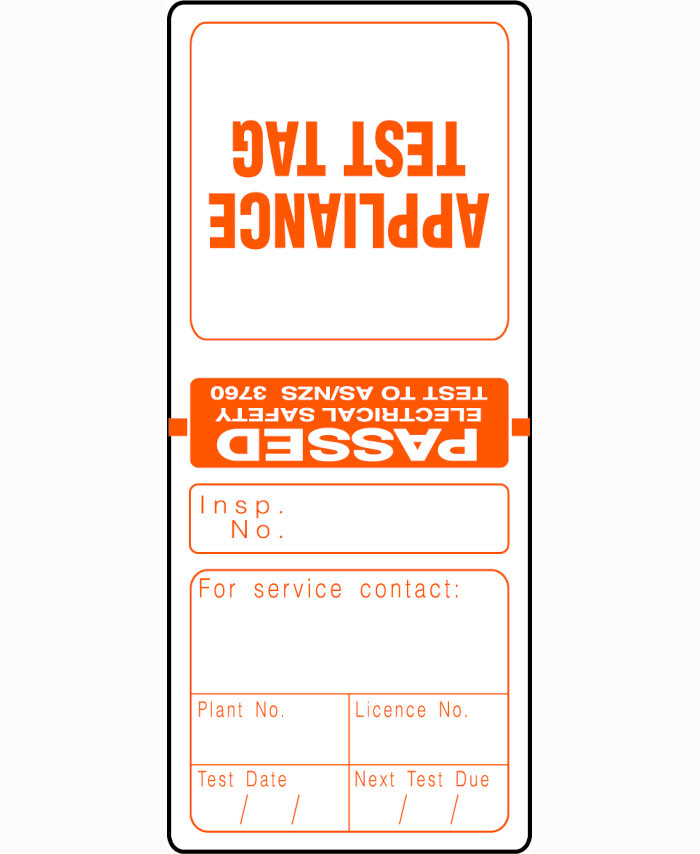 Orange Electrical Test Tags (Pkt 100) - 6 months, January-June Testing ...