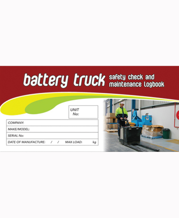 Log Book - Battery Truck Safety Check Logbook - Uniform Safety Signs
