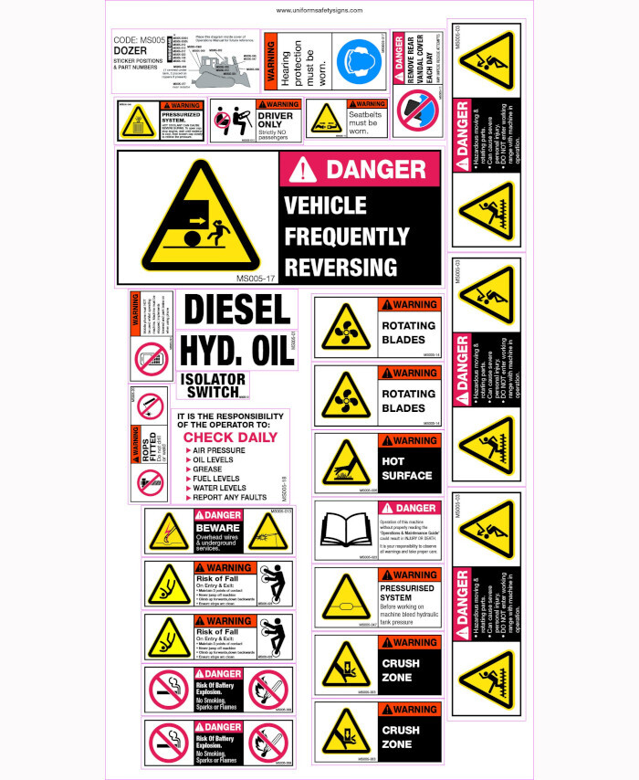 310x580mm - Machinery Sticker Sets - Dozer (25 decals per sheet ...