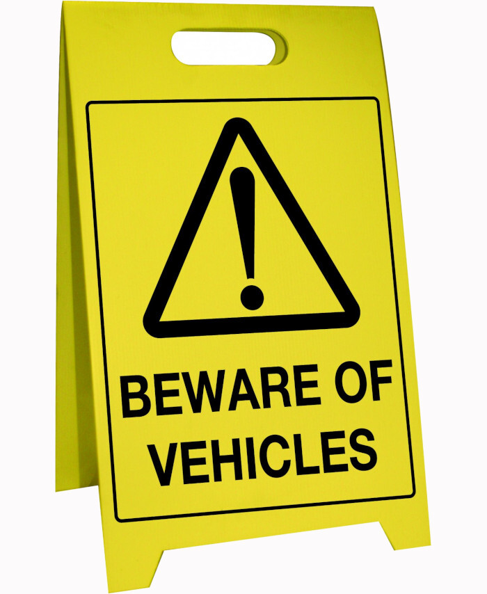 500x300mm - Corflute Sign Stands - Beware of Vehicles - Uniform Safety ...