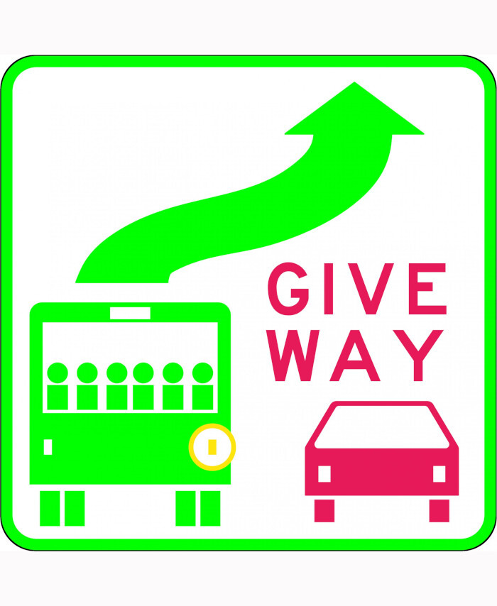 350x350mm - Class 2 - Self Adhesive - Give Way To Bus - Uniform Safety ...