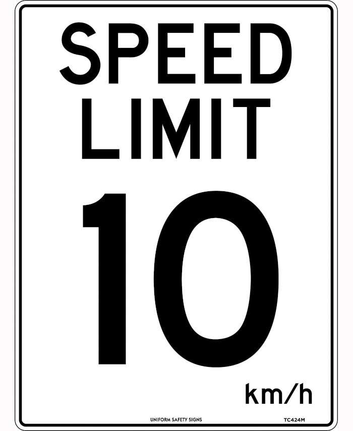 600x400mm - Metal - 10 km Speed Limit - Uniform Safety Signs