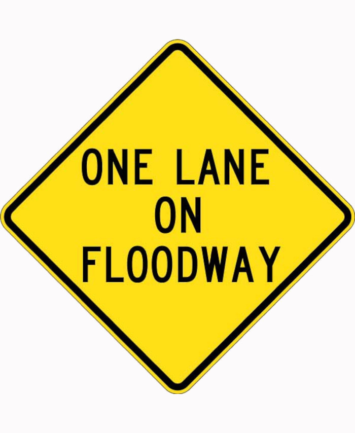 600x600mm - Aluminium - Class 1 Reflective - One Lane On Floodway ...