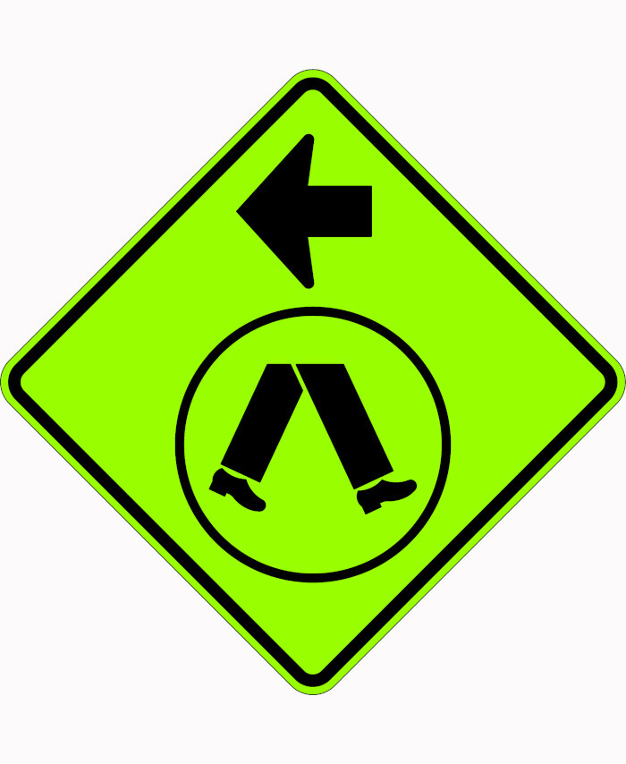 600x600mm - Aluminium - Class 1 Reflective - Pedestrian Crossing Left ...